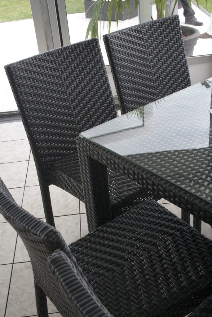 black-rattan-dining-table-chairs-5 - Platinum Hire